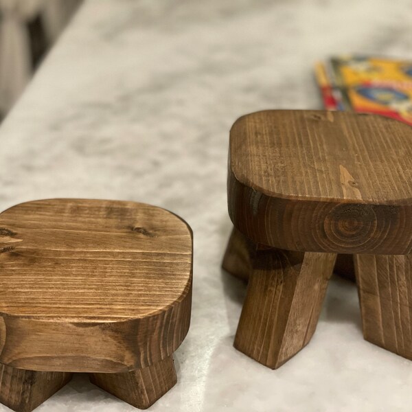 2 Mini Tabletop Solid Wood Rustic Plant Stand / Riser / Farmhouse Decor ...