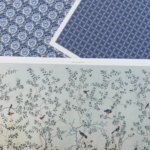 Dollhouse Wallpaper, Miniature Light Blue Floral, 1:12, Peel and Stick ...