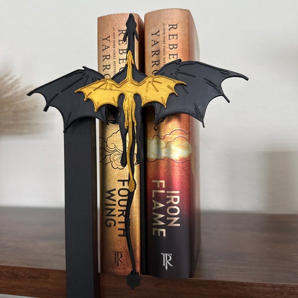 Fourth Wing Dragon Book Insert | Black & Gold PLA Filament - Etsy
