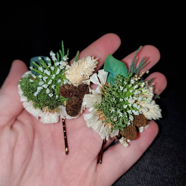 Natural Dried Wired Flowers , Set of 6 Hair Wires , Bridal Hair Decor ...