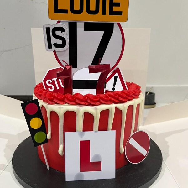 Learner Driver Cake Topper Set, New Driver Cake Toppers, Road Signs ...