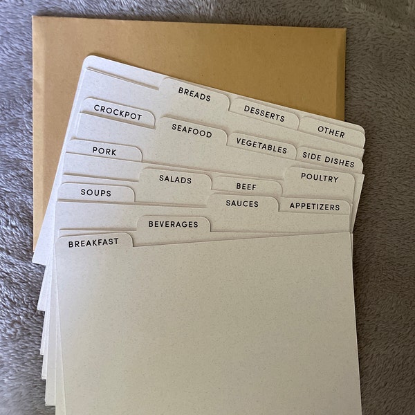 Recipe Card Box Dividers, Quantity 16, Recipe Organization, North Star ...