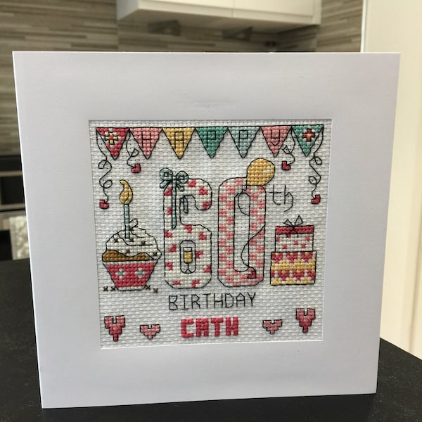 Happy 60th Birthday Cross Stitch Card Kit - Etsy UK
