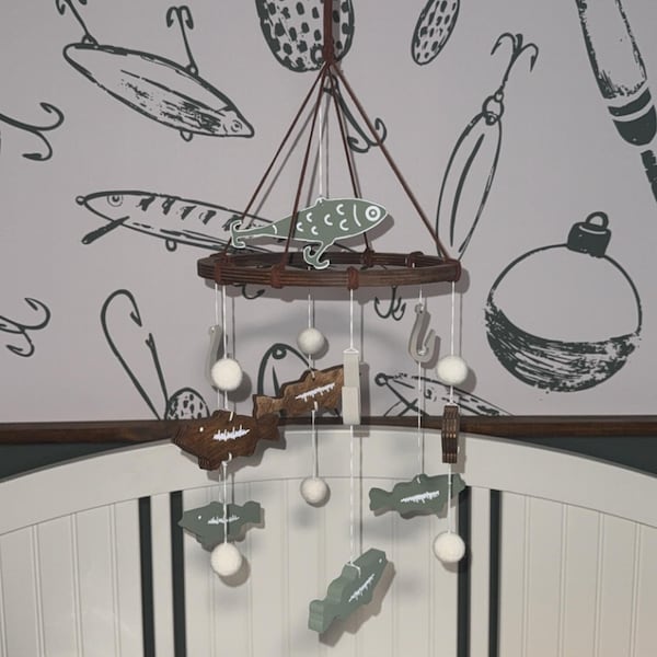 Bass Fishing Crib Mobile: Woodsy Nursery Decor - Etsy