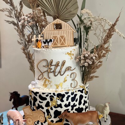 Farm Cake Topper Set Farm Yard Farm Party Birthday Wooden Cake Topper ...