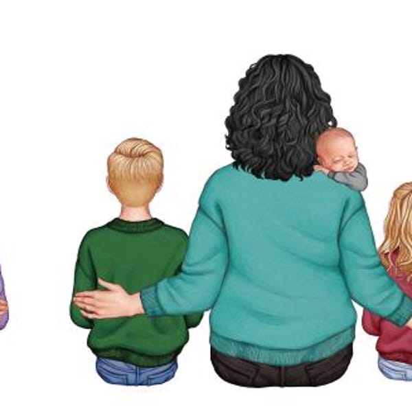 Watercolor Family Clipart, DIY Family Portrait, Sitting Family Clipart ...