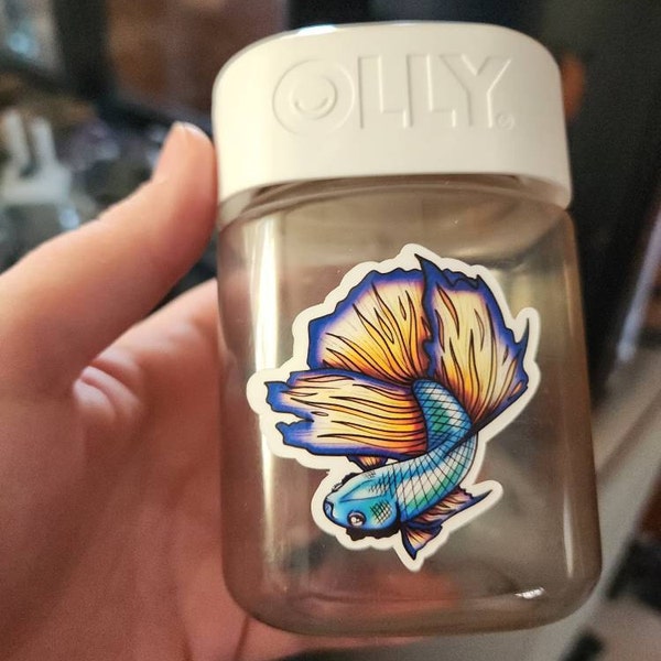 Cute English Bulldog Pup Riding a Surfboard, Flowers, Die-cut Sticker ...