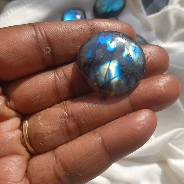 Round Shape Natural Multi Flashy Labradorite Cabochon Wholesale ...