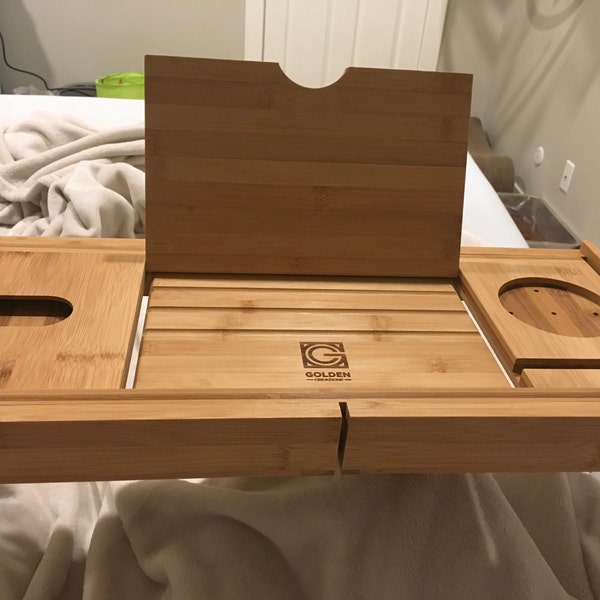 2-in-1 Laptop Desk & Bathtub Tray With Free Soap Holder in a Gift Box ...
