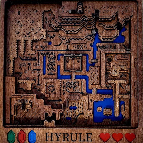3D Hyrule Video Game Map Laser Cut Wood Multilayer Custom Decor ...