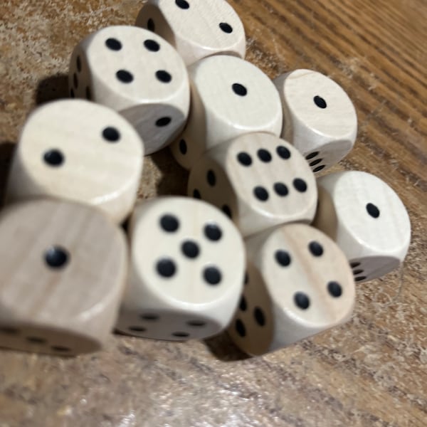 Natural Hand Crafted Solid Wooden Dice - Various Sizes, 30mm, 25mm ...