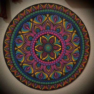 Mandala Art Keyring, 3cm Hand Painted, Dot Art, Dot Mandala, Red ...