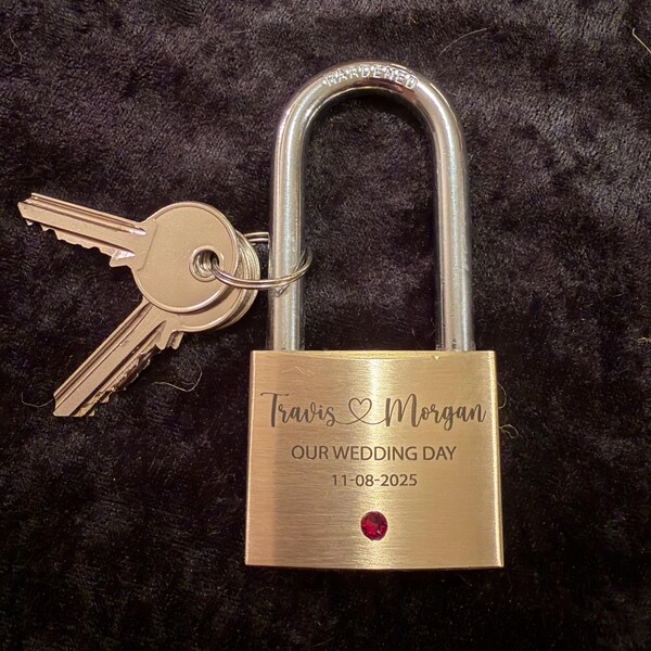 Engraved Padlock Custom Love Lock Personalized Wedding Gift for Couples ...