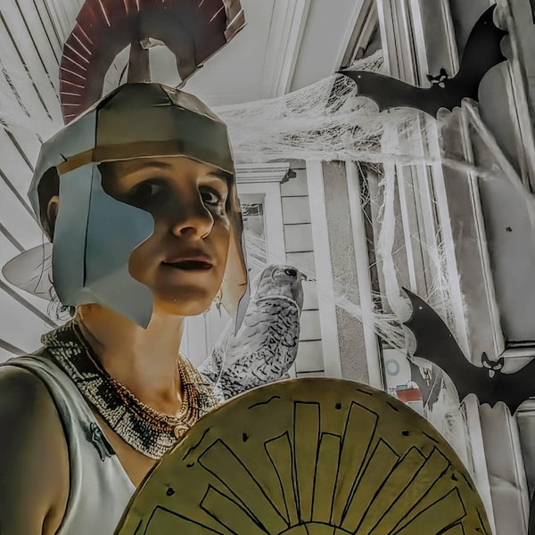 Roman Helmet Cardboard Template | Gladiator Galea Helmet (PDF Pattern ...