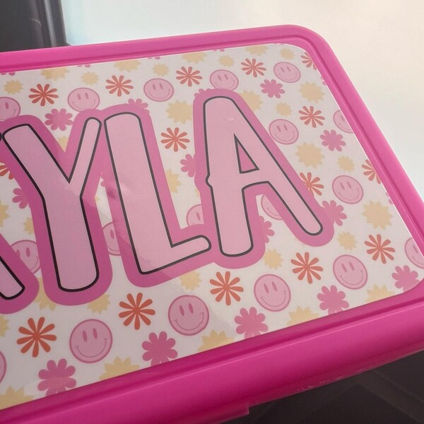 Personalized Flower Smiley Pencil Box: Preppy School Supplies for Back ...
