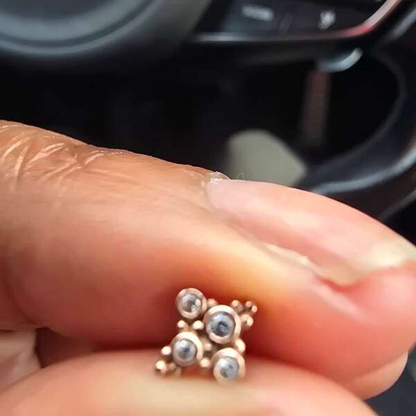 Dainty 14k Solid Gold CZ Cross Piercing, Minimalist Cross Helix, Tiny ...