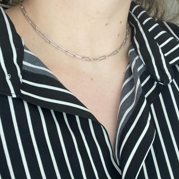 Chunky Razor Blade Faceted Cable Chain Necklace, Layering Necklace ...