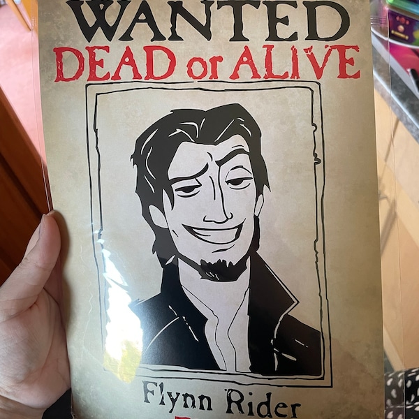 Flynn Rider Wanted Poster - Tangled Movie Print, Disneyworld Wall Art ...
