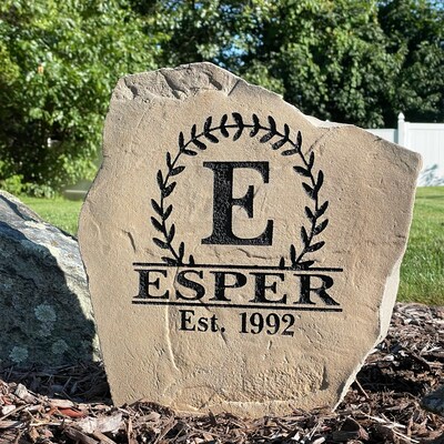 Personalized Monogram Name Rock Engraved Stone Personalized Garden Rock ...