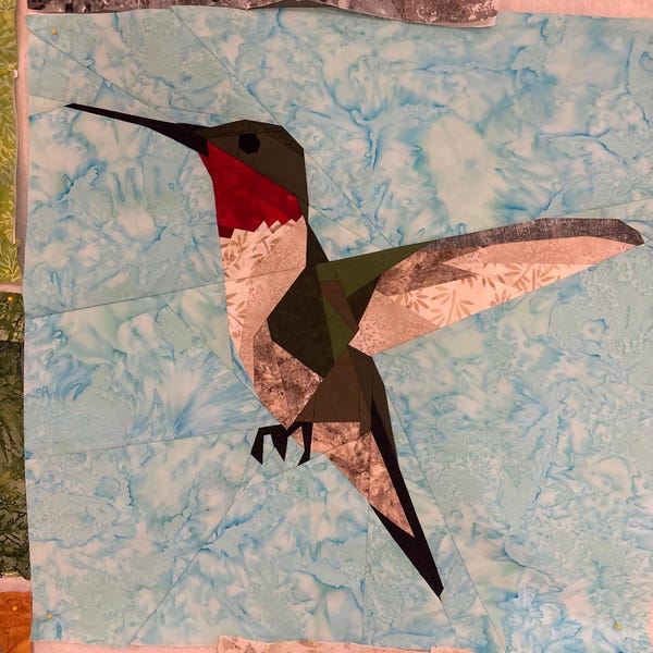 Ruby-throated Hummingbird FPP--2 Sizes Included--paper Piecing Quilt ...