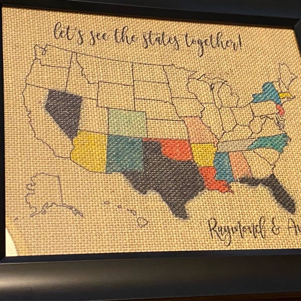 Travel Map of USA Engagement Gifts for Couple United States ...