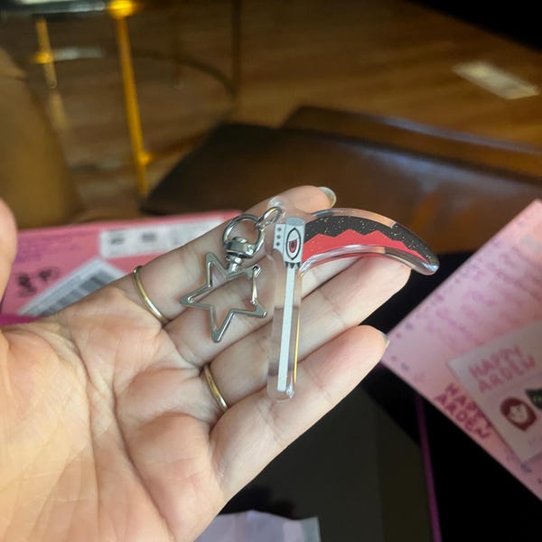 Soul Eater Inspired Scythe Charm | Anime Acrylic Keychain Bag Charm - Etsy