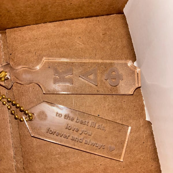 Personalized Clear Acrylic Greek Paddle Keychain - 3 Inch | Greek Gift ...