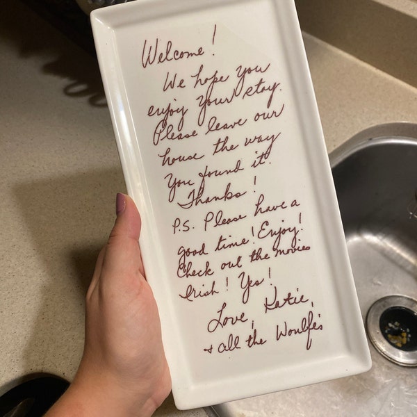 Custom Handwriting Rectangle Plate Tray for Recipe or Love Letter - Etsy