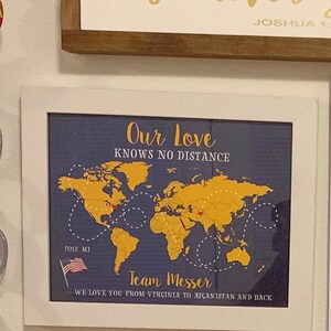 Long Distance Relationship Map, World Map, Deployment Gift ...