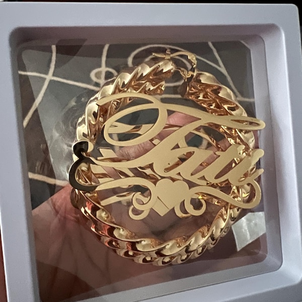 Real 18K Gold Filled Custom Name Necklace, Birthstone Nameplate, Name ...