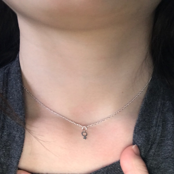 Venus Symbol Necklace Silver Planet Charm Sign Pendant / Astrological ...