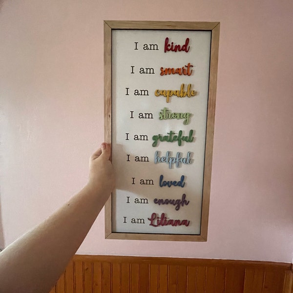 Personalized Affirmation Sign, Kids Daily Affirmation, Affirmation Wall ...