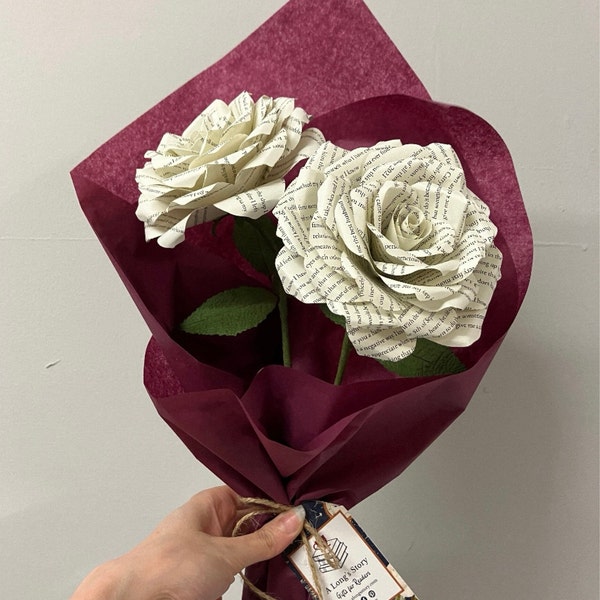 Pink Book Paper Roses Book Page Classic Literature Bouquet Wedding Gift ...