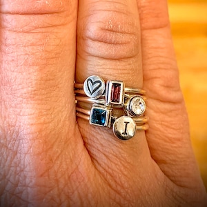 Stacking Birthstone Rings Stackable Initial Rings Stack Ring Set Stackable Rings Stack Ring ...
