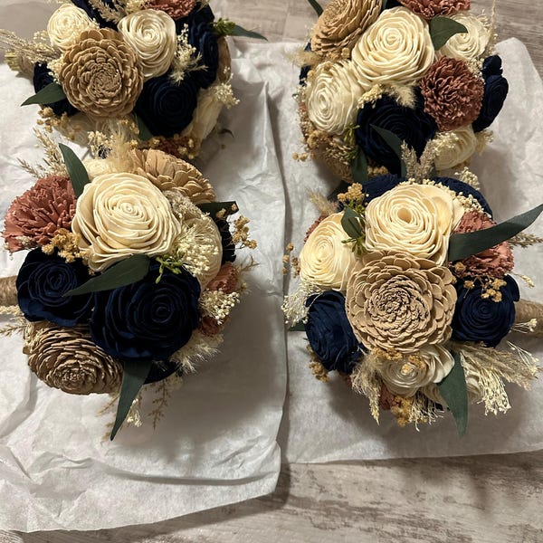 Wedding Bouquet, Bridal Bouquet, Sola Flower, Wedding Flower, Wooden ...