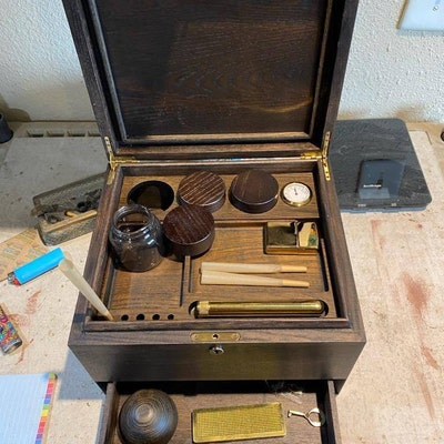 Smell Proof Black Leather Stash Box Kit-elevate Your Cannabis ...