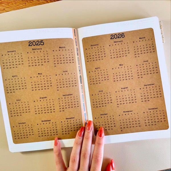 Year at A Glance Calendar Sticker With Wildflowers Design 2024, 2025 ...