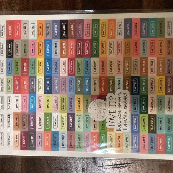 DMC Diamond Painting Labels, Color Coordinated DMC Stickers for Diamond ...