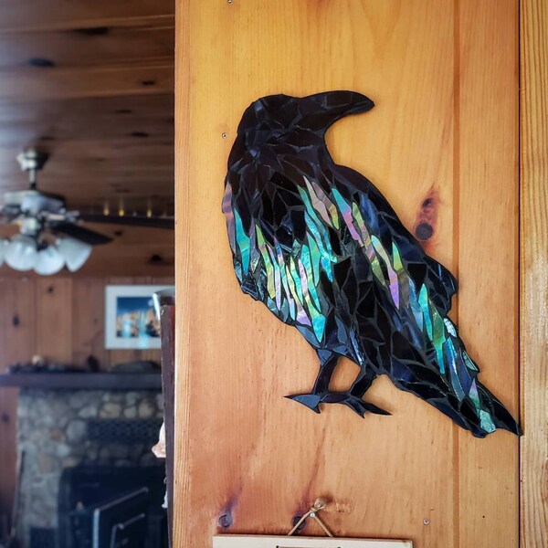 Northern Lights Raven Glass Mosaic - Etsy