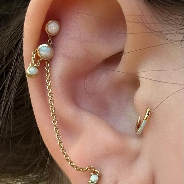 16G Dangle Cartilage Earring Stud/hidden Helix Piercing/conch Piercing/curved Bar Piercing ...