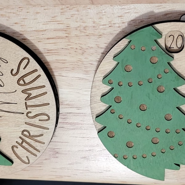 Christmas Tree Countdown Sliding Ornament | Star Lever Turning Calendar ...