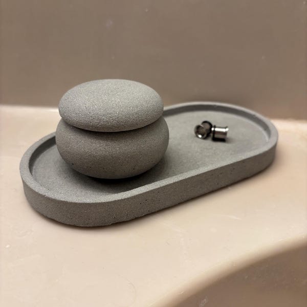 Minimalist Concrete Jewelry Box Small Lidded Trinkets Jar Modern ...