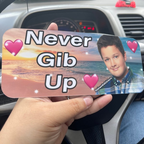 Never Gib up | Funny Nostalgic Motivational Meme Gen Z Sticker, Bumper ...