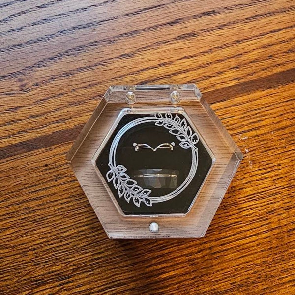 Hexagon Double Flip Ring Box With Clear Acrylic Lid - Wedding Ring ...