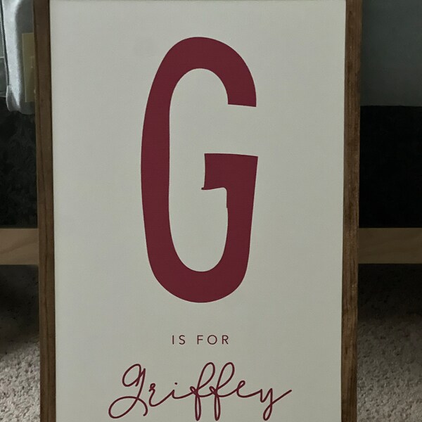 Custom Kids Name Framed Wood Sign Children Monogram Nursery Room Decor ...