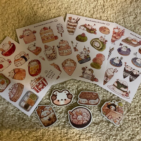 Cute Animal Desserts 4 Stickers/ Matte/ Holographic/ Die Cut Stickers ...