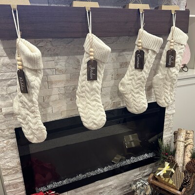 Cream Cable Knit Christmas Stockings, Handknitted Christmas Stockings ...