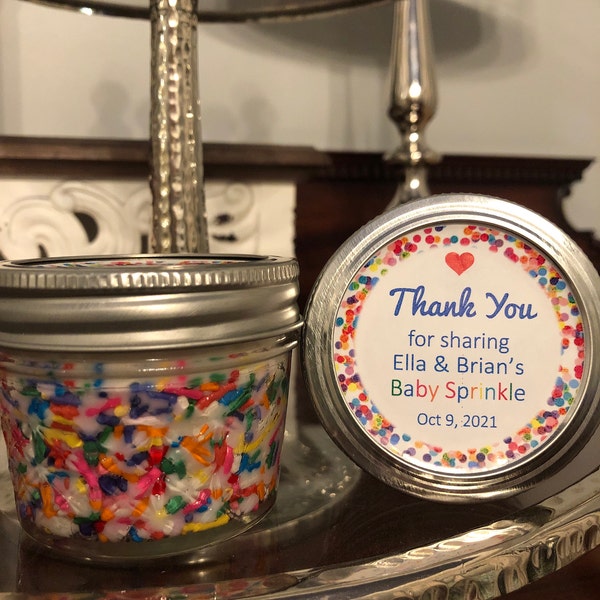 Rainbow Sprinkle Birthday Cake Scented Candle Favors: Baby Shower Decor ...