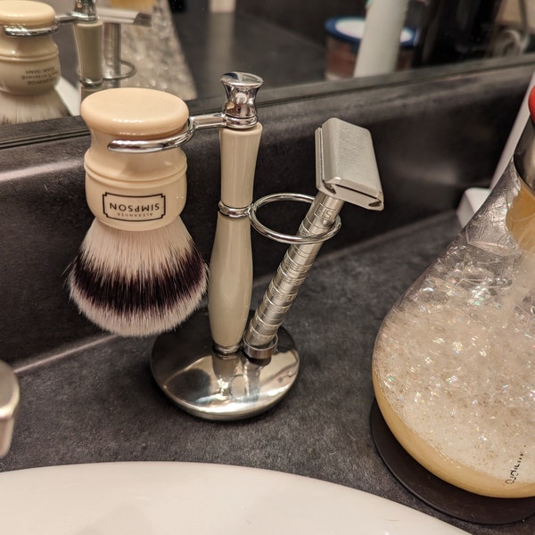 Luxury Wooden 3pc Mini Shaving Kit for Men Black Badger Shaving Brush ...