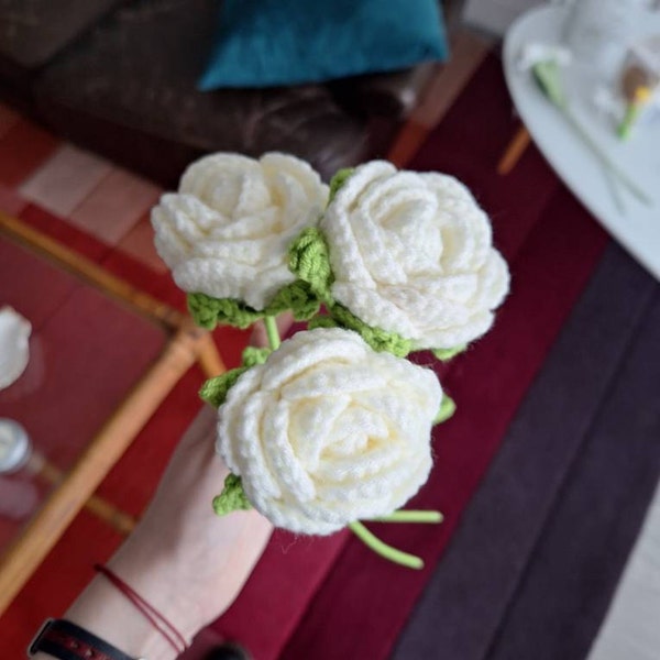 Crochet Rose Flower,finished Hand Made Flowers,wedding Accessories ...